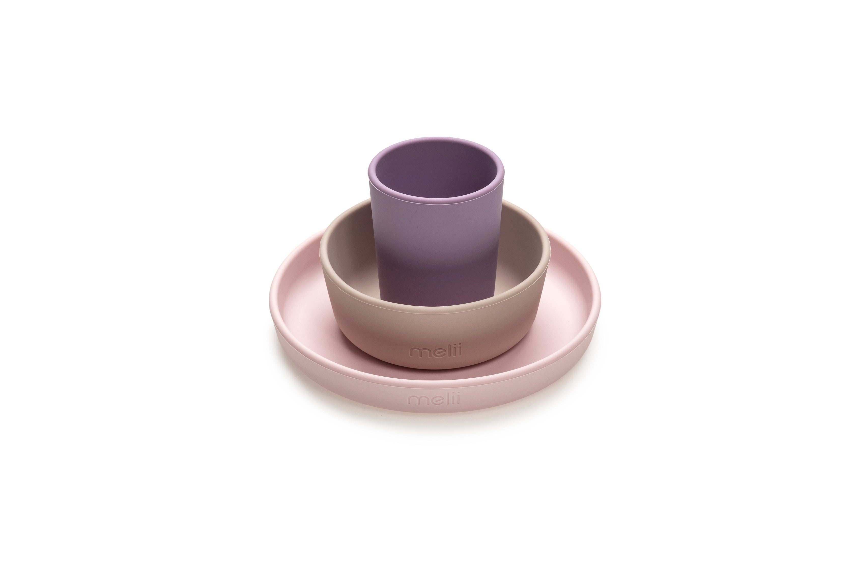 Melii 3 Piece Silicone Meal Set - Pink & Purple & Grey – The Moms ...