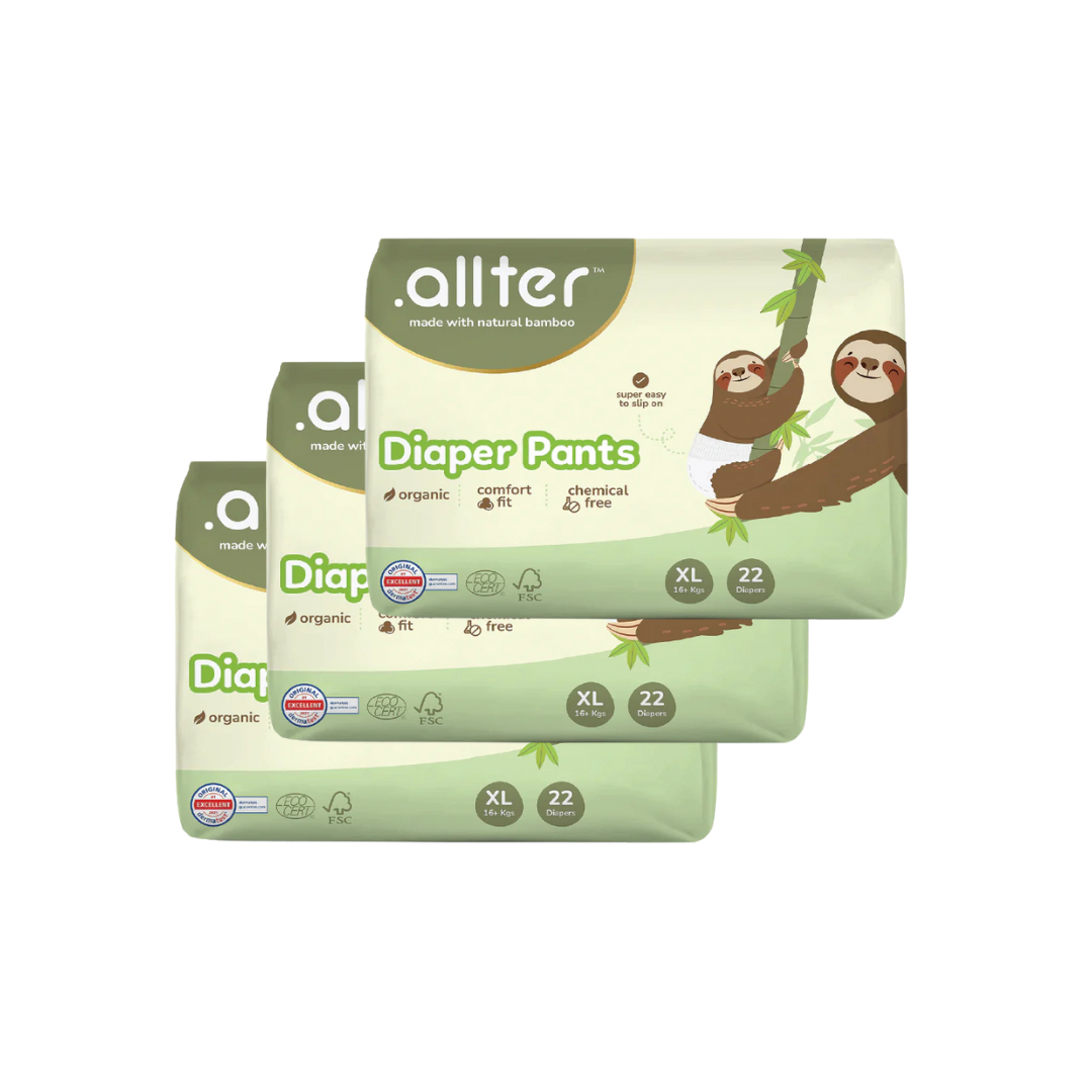 Allter Organic Bamboo Diaper Pants- XL (16kgs and above) - 22Pcs x 3pk ...