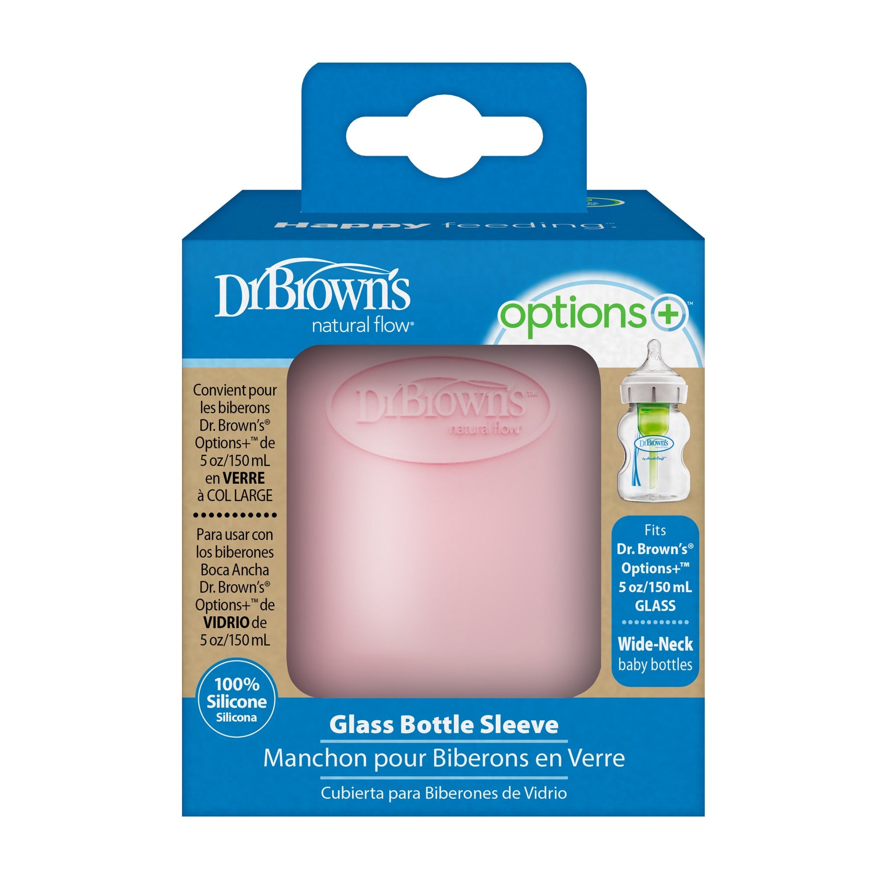Dr. Brown's Natural Flow Options+ Wide-Neck Glass Bottle Silicone Slee ...